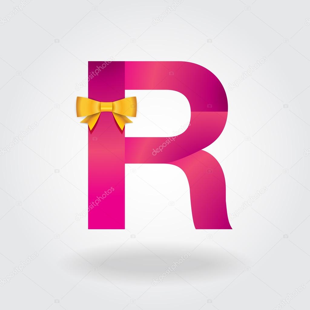 Letra rosa y cinta de oro Vector de stock por ©pattarasin 115472256