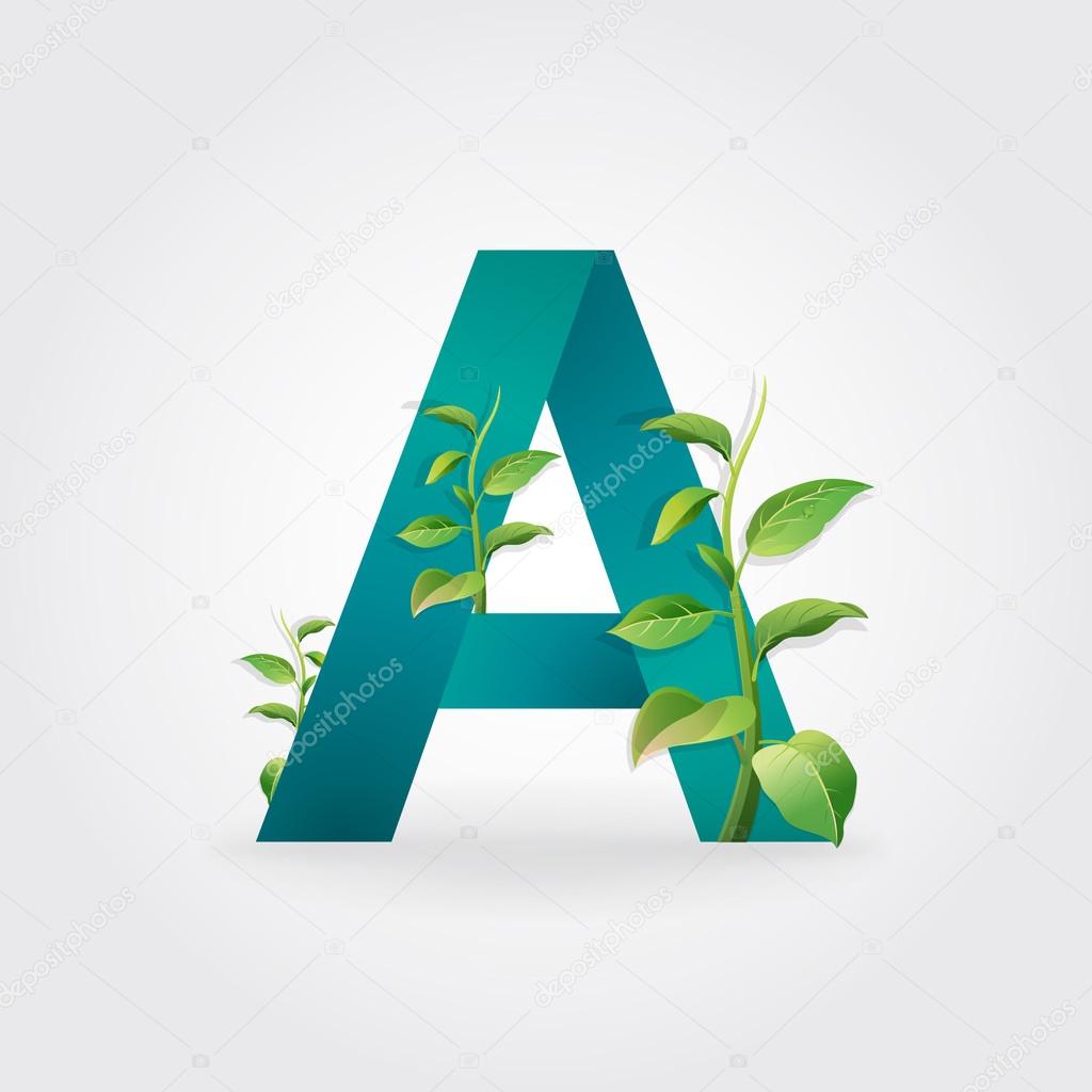 Logo verde eco letras con hojas . Vector de stock #115472662 de ©pattarasin