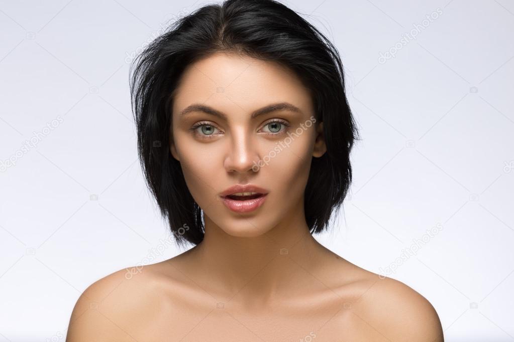 Fringe Fashion Model Girl With Trendy Hairstyle Haircut Stylish