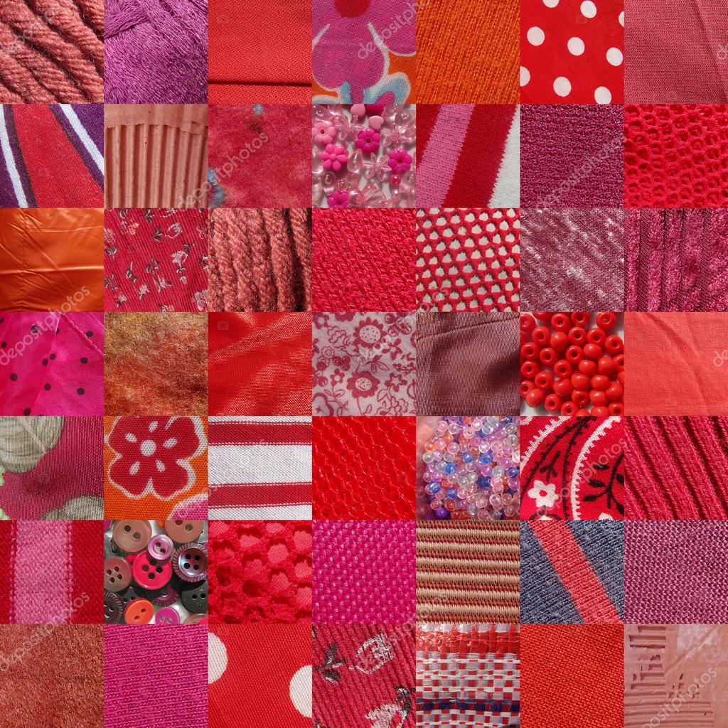 RED fabrics & other materials patchwork - 49 pictures — Stock Photo ...