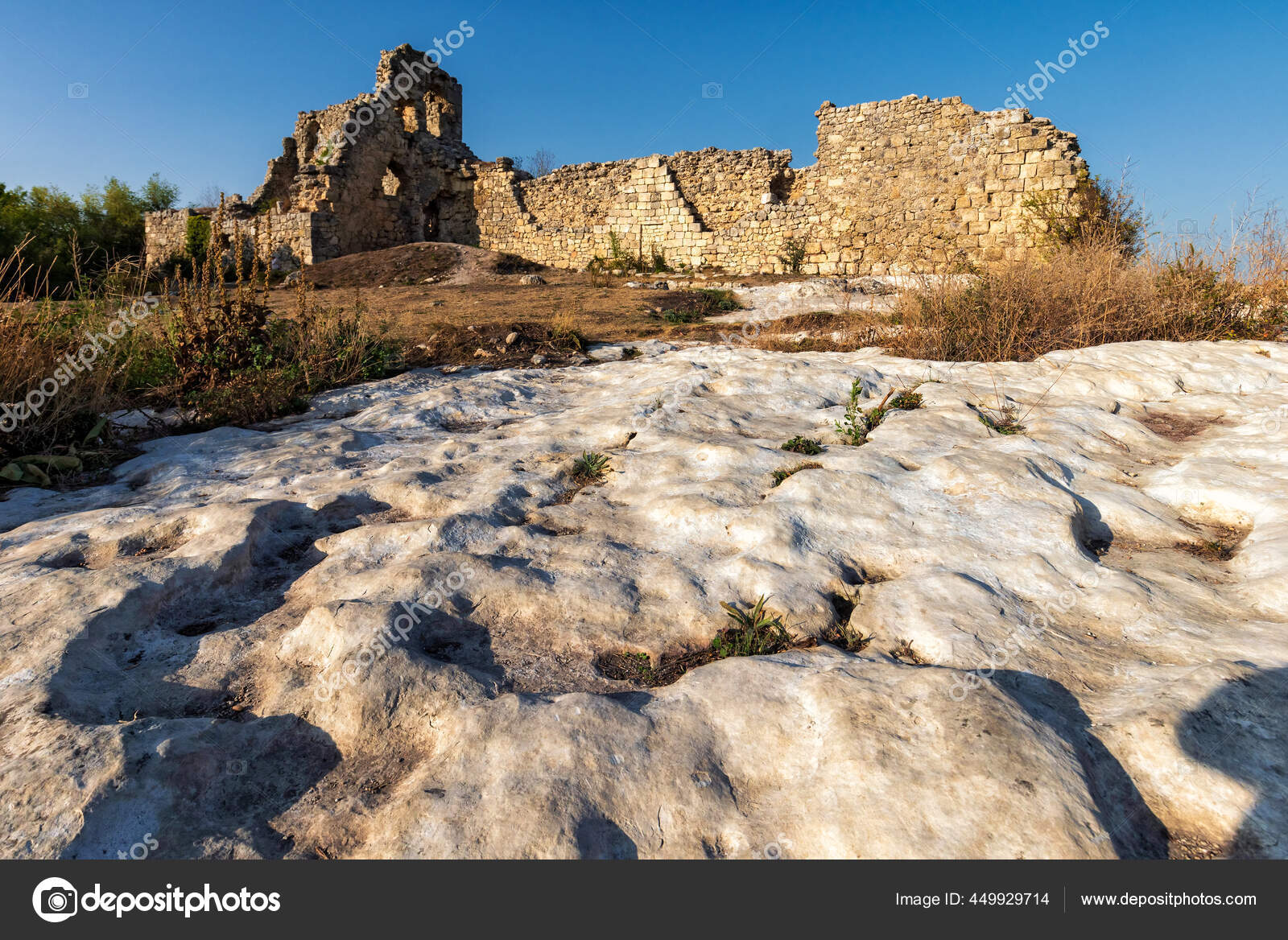 Mangup Kale Ancient Cave Town Crimea View Antique Citadel Ruins Stock ...