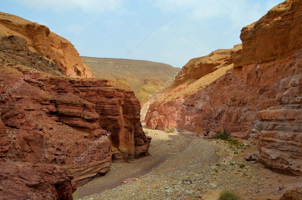 Beautiful sandstone cliffs of the Red Canyon in the mountains of ...