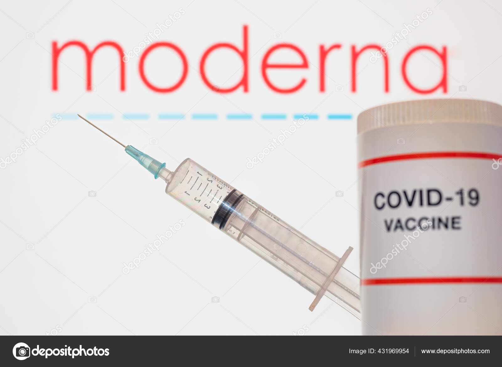 Vaccine Moderna Company Covid Syringe White Background Denmark December ...