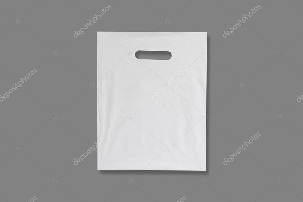 Blank plastic bag mock up isolated. Empty white polyethylene pac ...