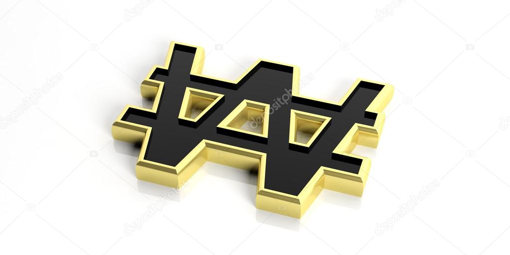 3d rendering Korean won symbol on white background — Stock Photo ...