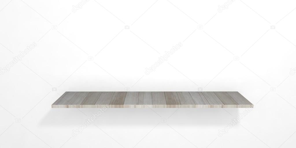 3d rendering wooden shelf on white wall Stock Photo by ©gioiak2 122462958