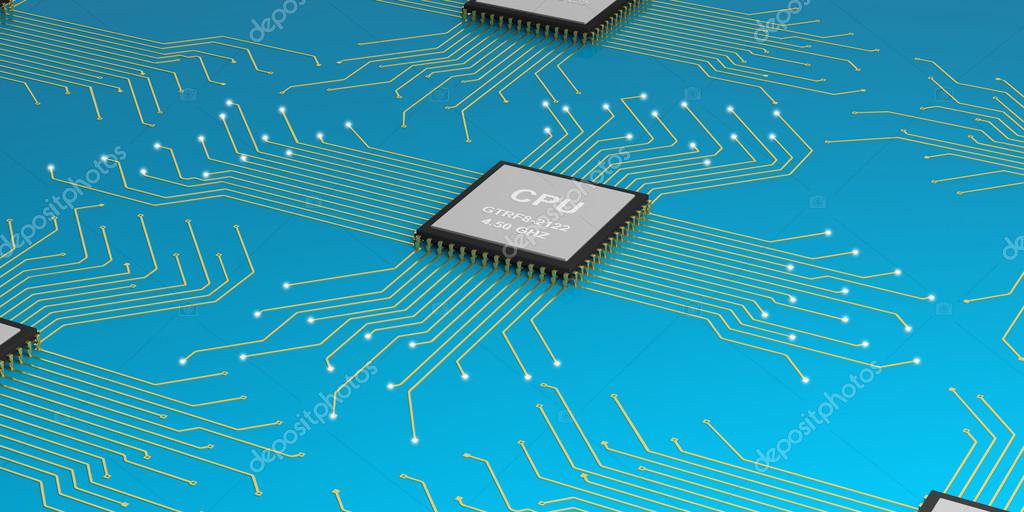 3d rendering electronic circuit cpu processor — Stock Photo © gioiak2 ...