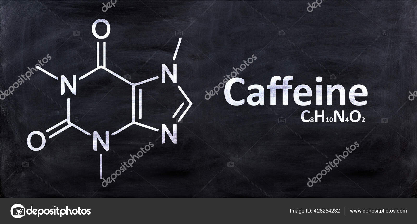Caffeine Structural Chemical Formula Drawing Chalk Black Board School ...