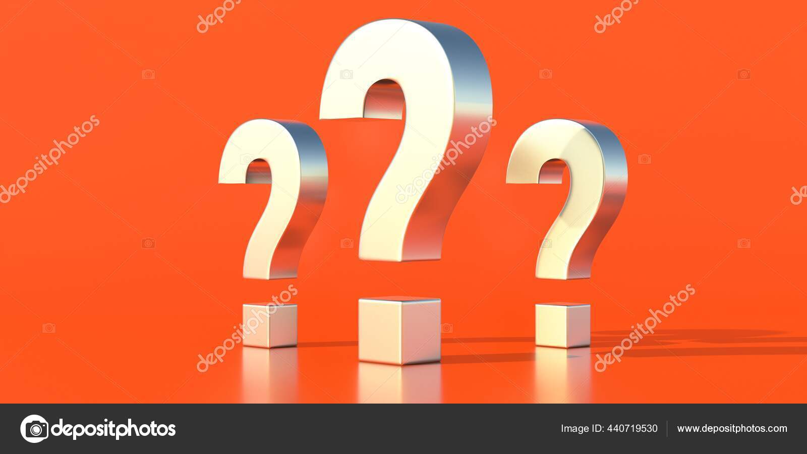 Question Doubt Concept Three Grey Question Marks Orange Color Wall ...