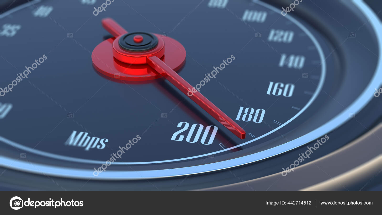 Internet Speed Test 200 Mbps Car Speedometer Closeup View Fast Stock ...