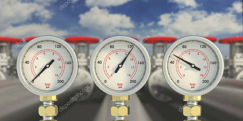 Man metros y v lvulas de tuber as de plantas industriales. Man metros de medici n de presi n en ...