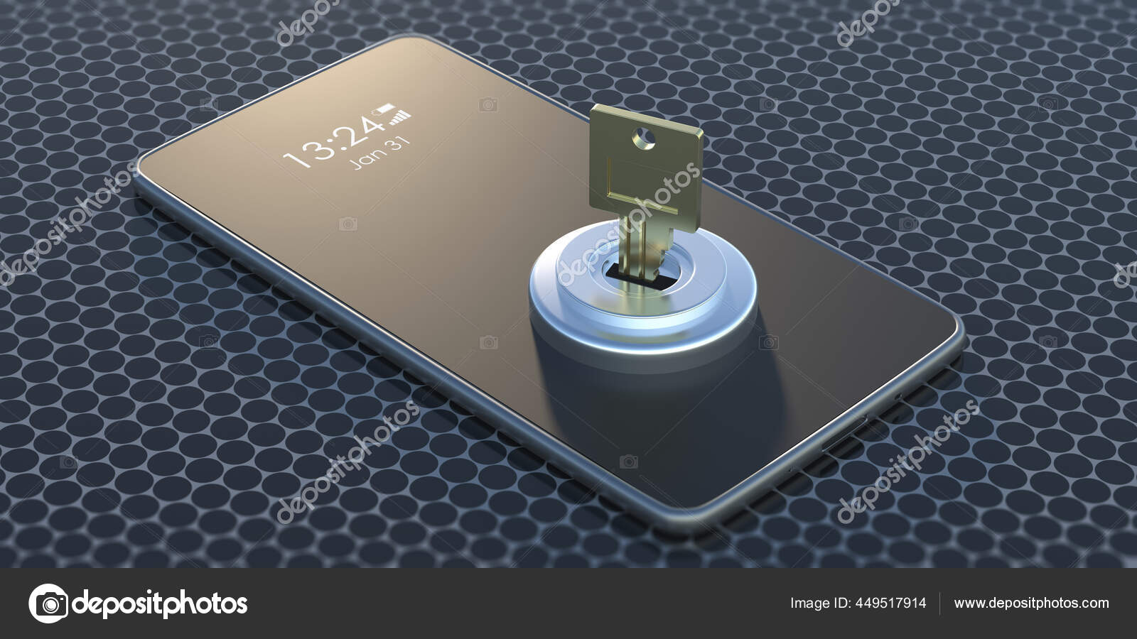 Cyber Security Key Padlock Mobile Phone Dark Keyboard Digital Lock ...