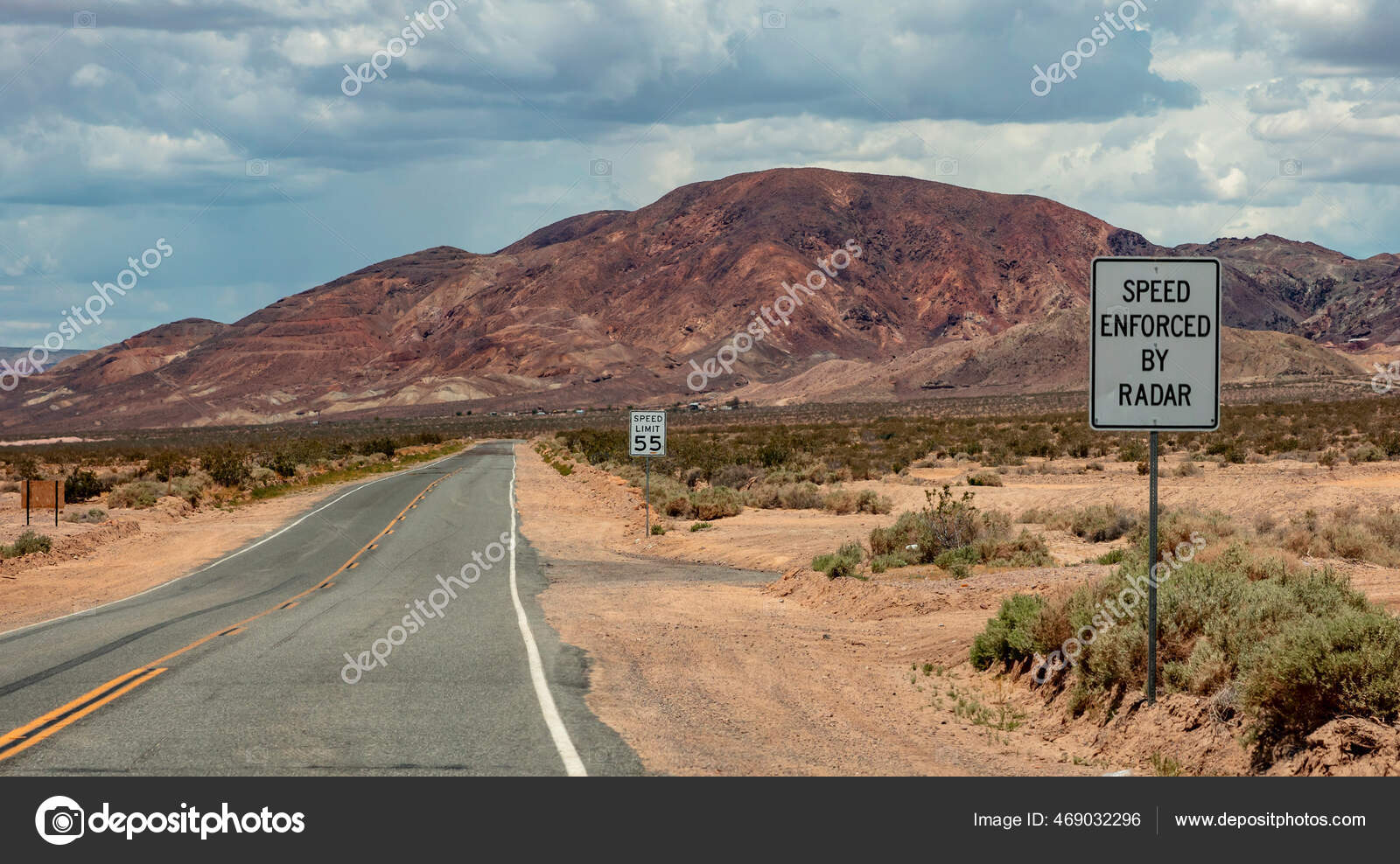 Speed Limit Mph Speed Enforced Radar Warning Road Signs Text — Stock ...