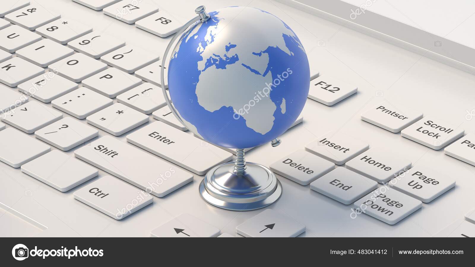 Globe Planet Earth School World Map Sphere Metal Stand White — Stock ...