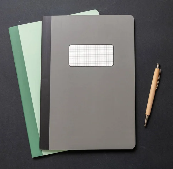 School notebook old fashioned isolated on white background, blank label ...