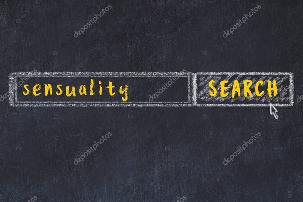 Dibujo del motor de b squeda en pizarra negra. Concepto de b squeda de sensualidad 2024