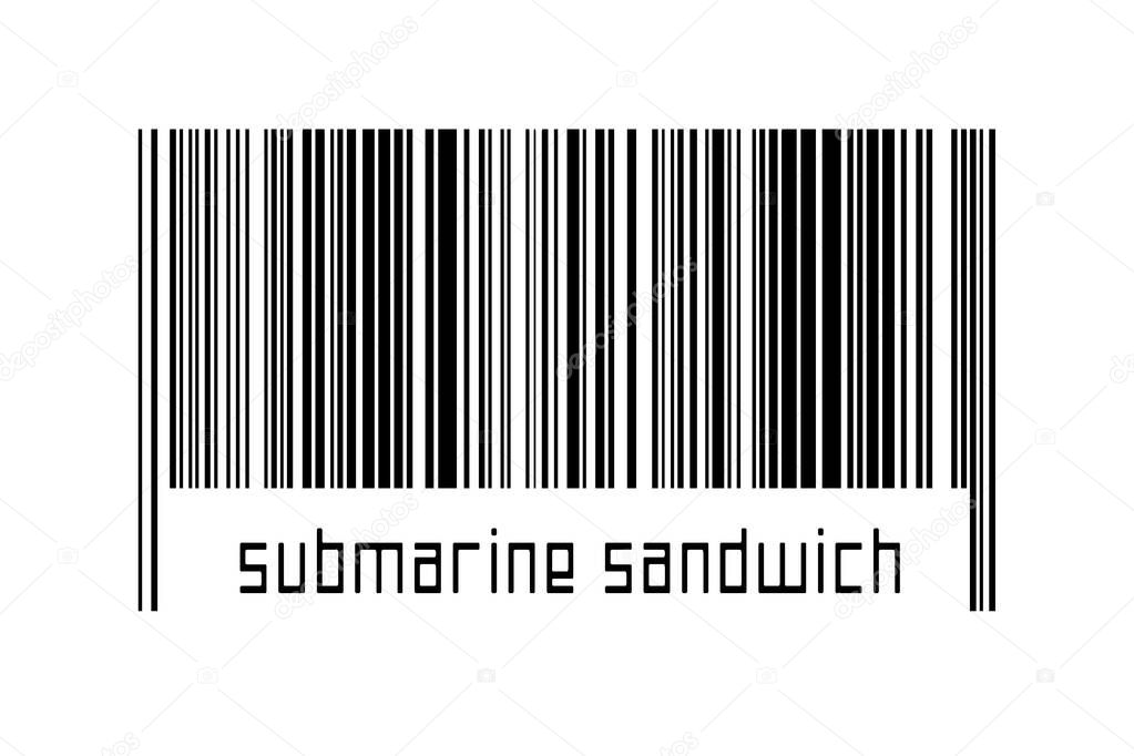 Código de barras sobre fondo blanco con inscripción sándwich submarino ...