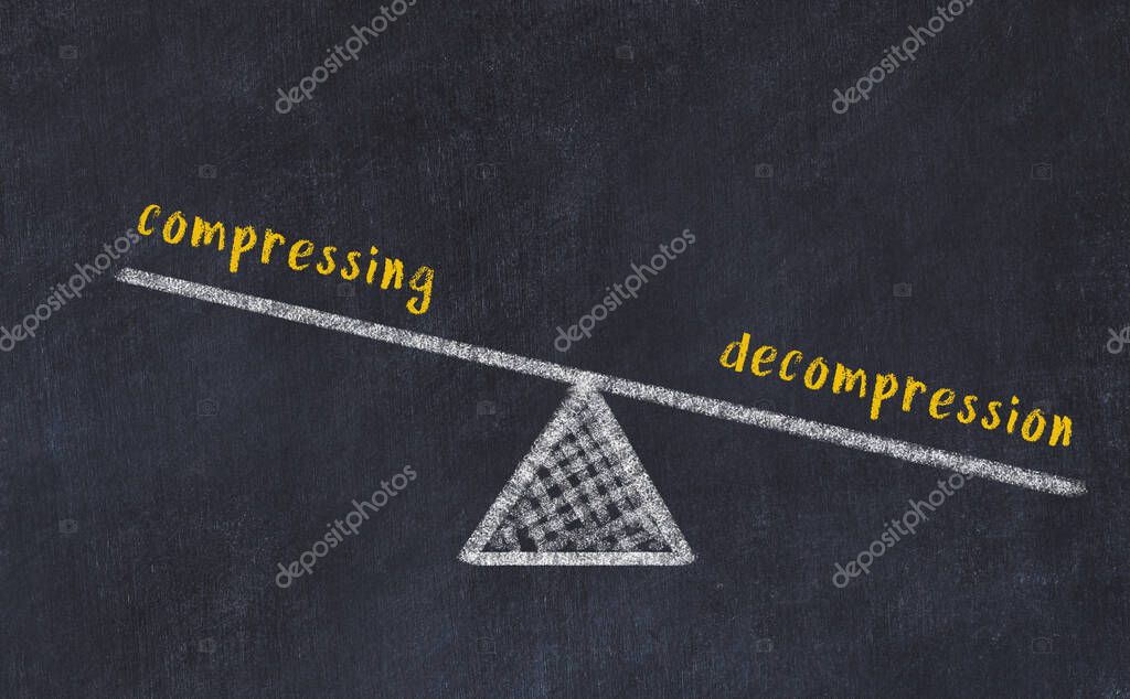 Equilibrio entre compresión y descompresión. Dibujo de pizarra sobre ...