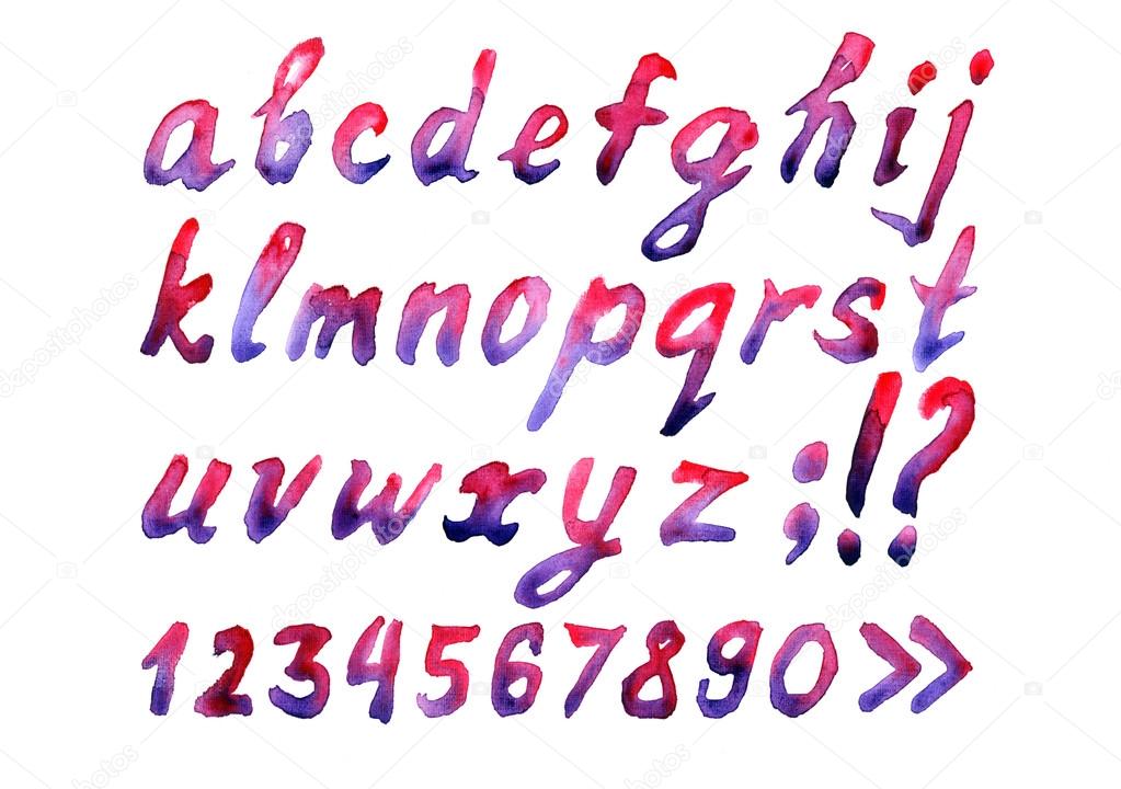 Handwritten watercolor font Stock Illustration by ©PSArtDesignStudio ...