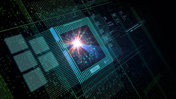 CPU Chip on Motherboard - abstract 3D render of a computer processor ...