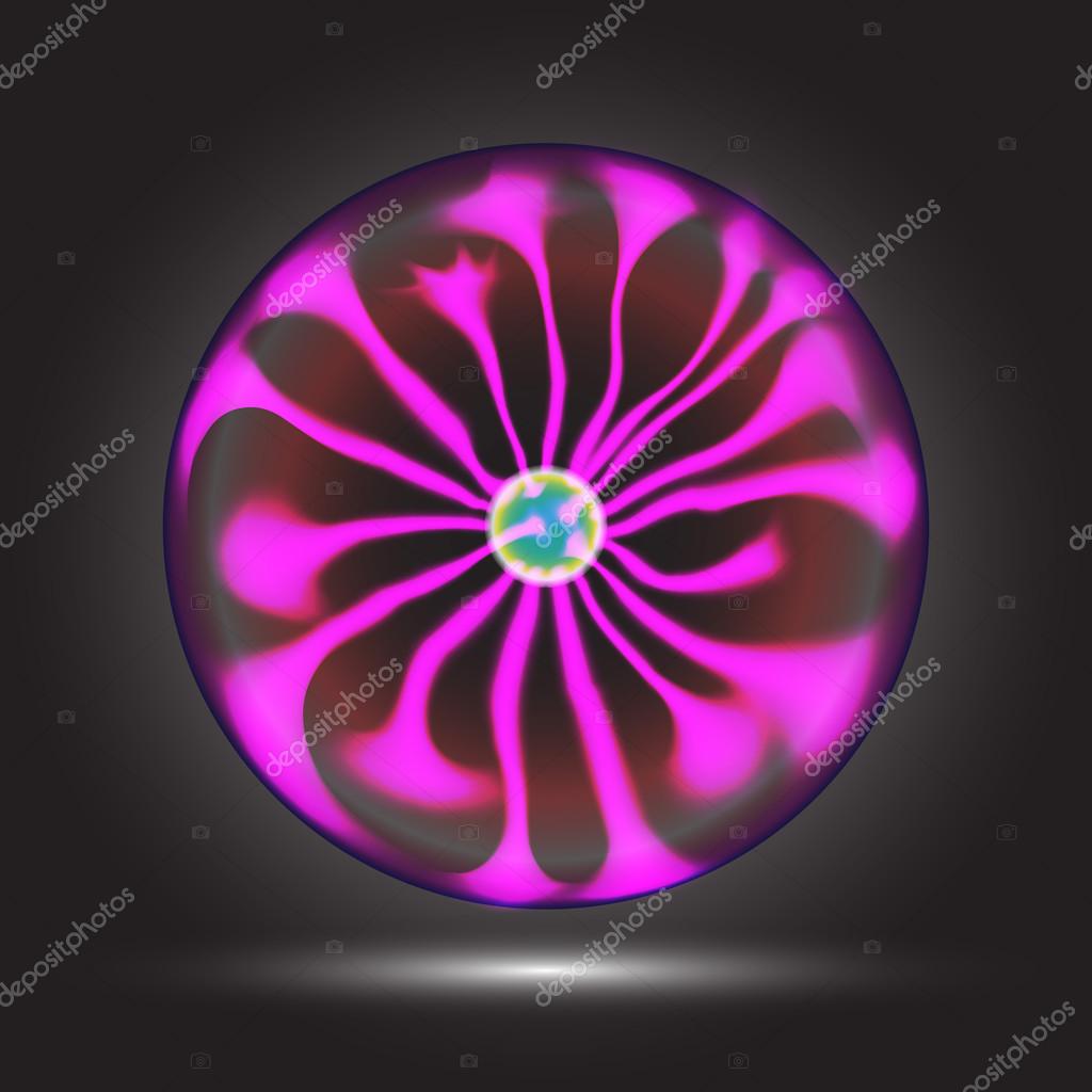 Plasma ball in action. Magic and bright lighting effects. Vector ...