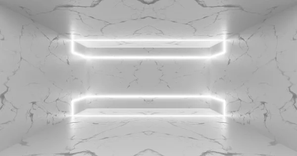 3d rendering. Neon rectangle or square, white in a bright room from ...