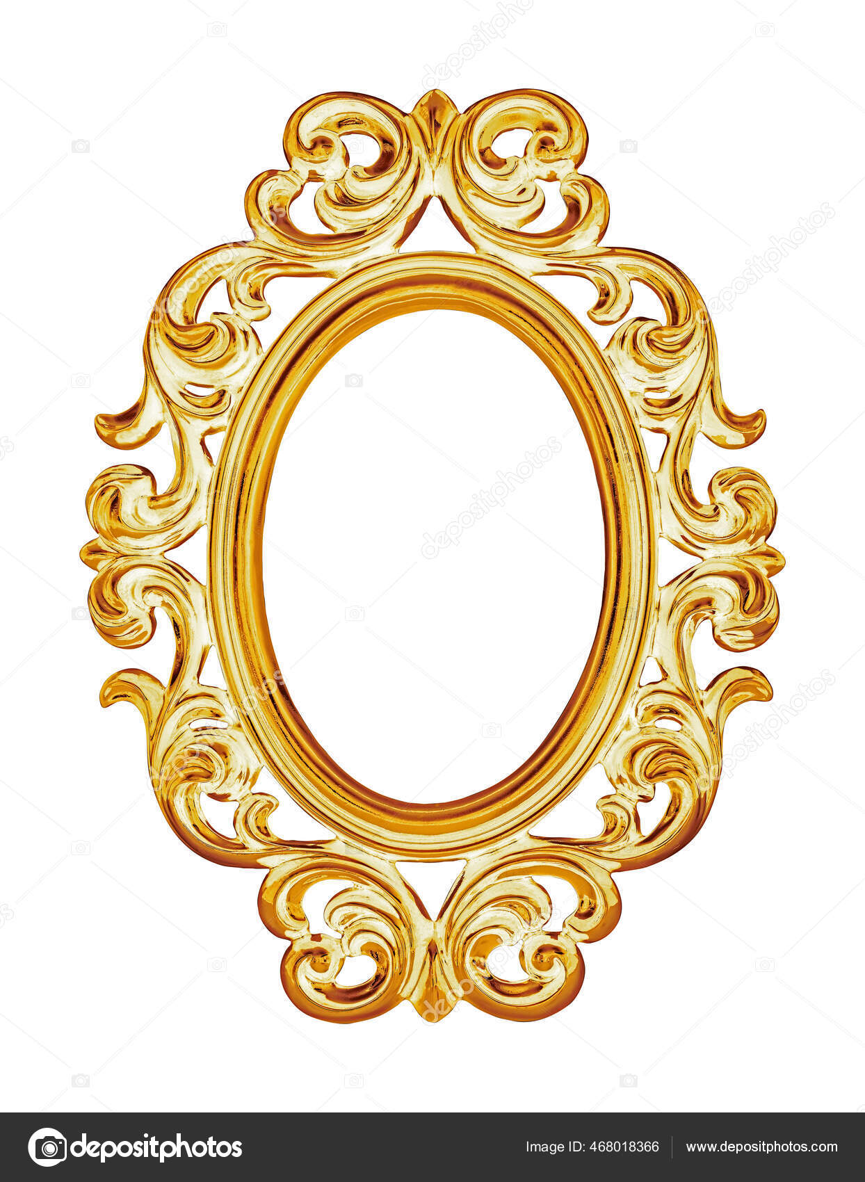 Marco Ovalado Dorado Para Pinturas Espejos Fotos Aisladas Sobre Fondo ...