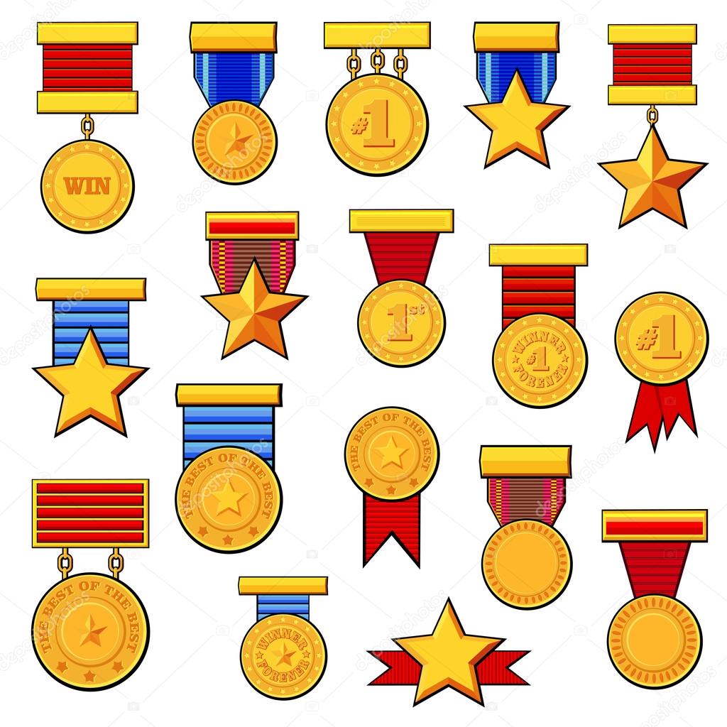 Cartoon medals | Cartoon medals set — Stock Vector © ravenro #117368342