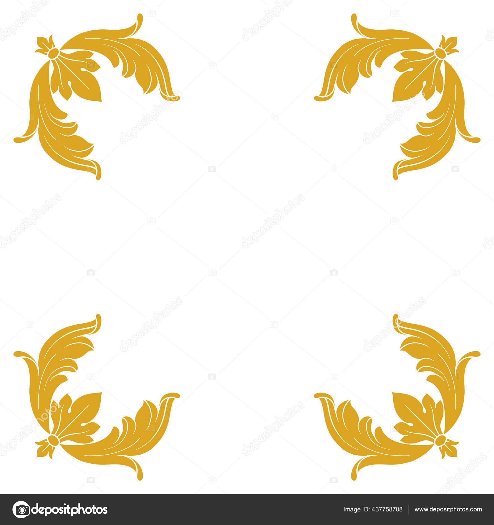 Gold Frame Border Baroque Style Ornament Elements Your Design Black ...