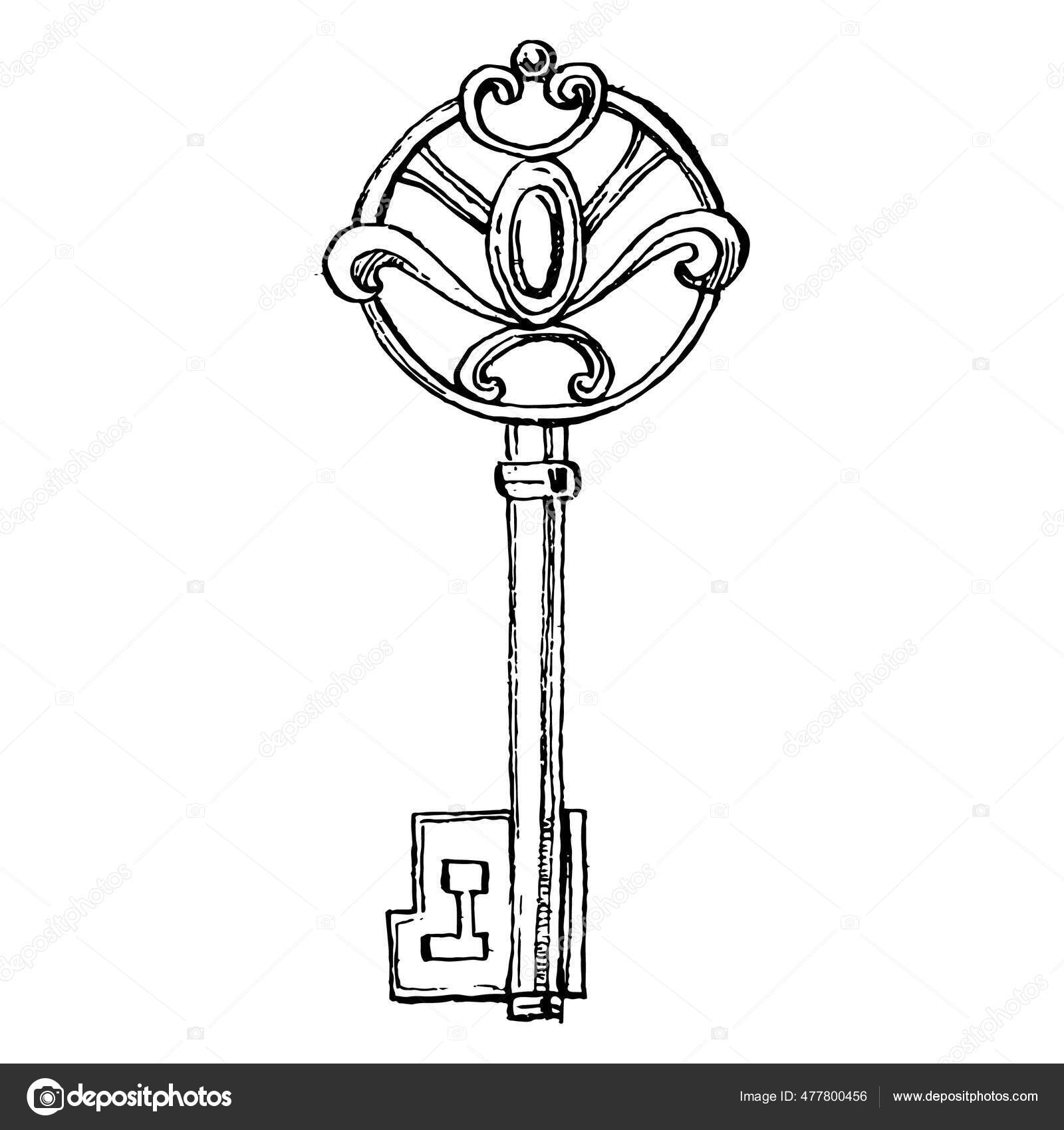 Old Key Line Drawing