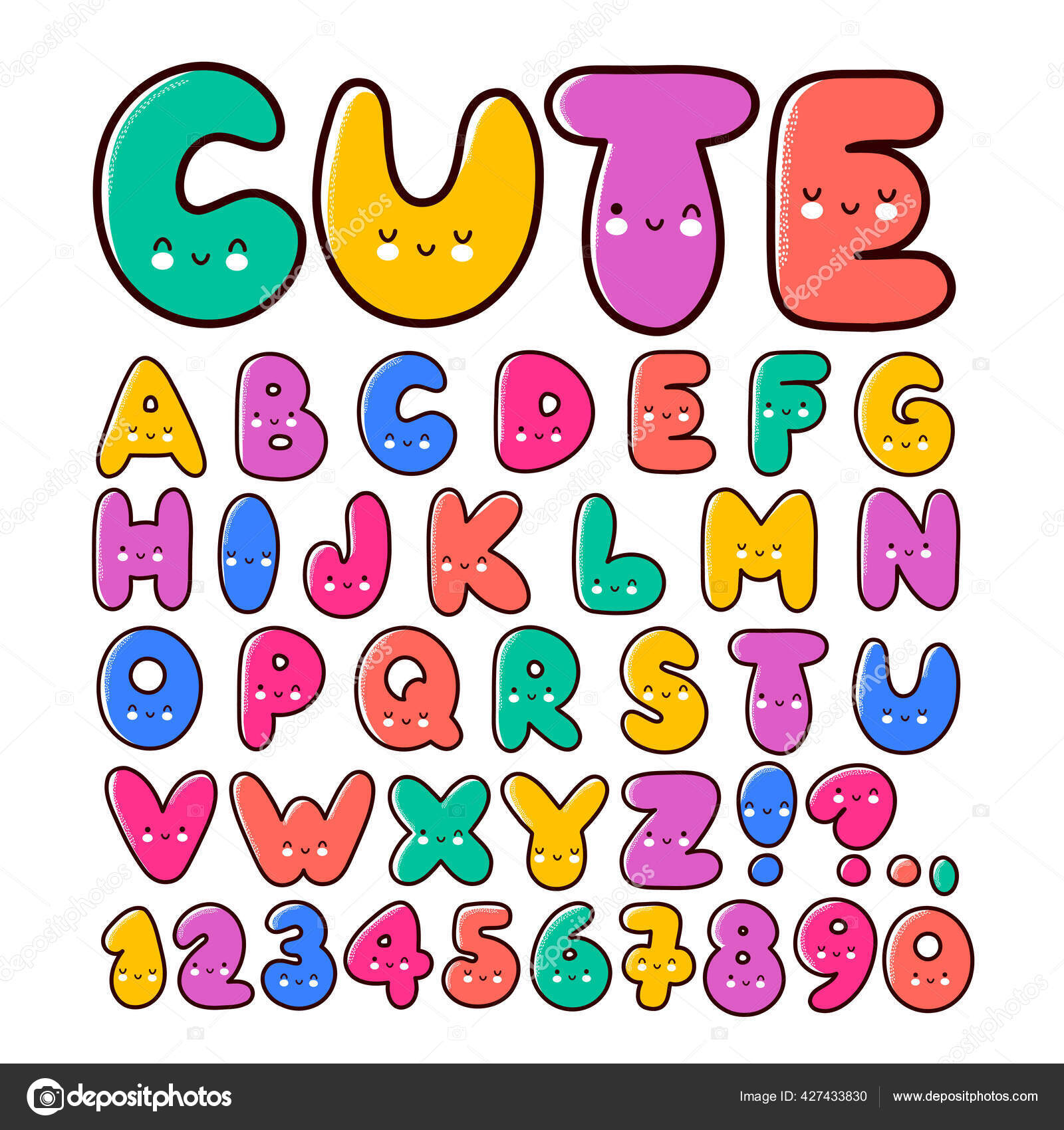 Letters with cute faces font set. Vector Stock Vector by ©Kahovsky ... Letters with cute faces font set. Vector Stock Vector by ©Kahovsky ...