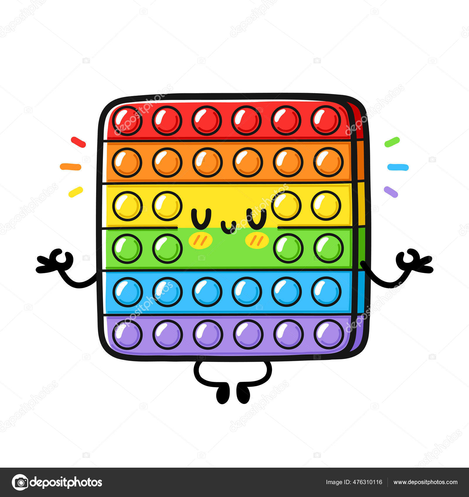 Cute funny Pop it fidget sensory toy meditate. Vector hand drawn ...