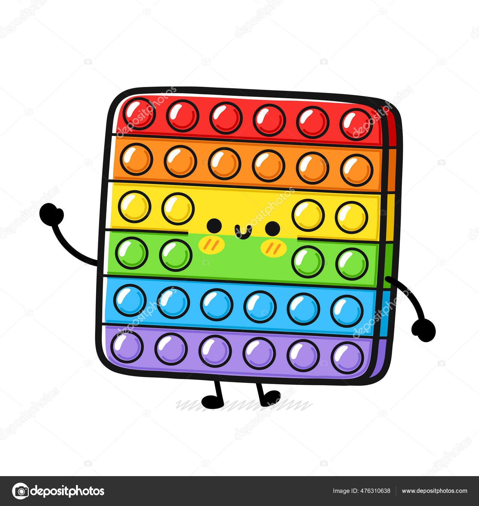 Cute funny Pop it fidget sensory toy. Vector hand drawn cartoon kawaii ...