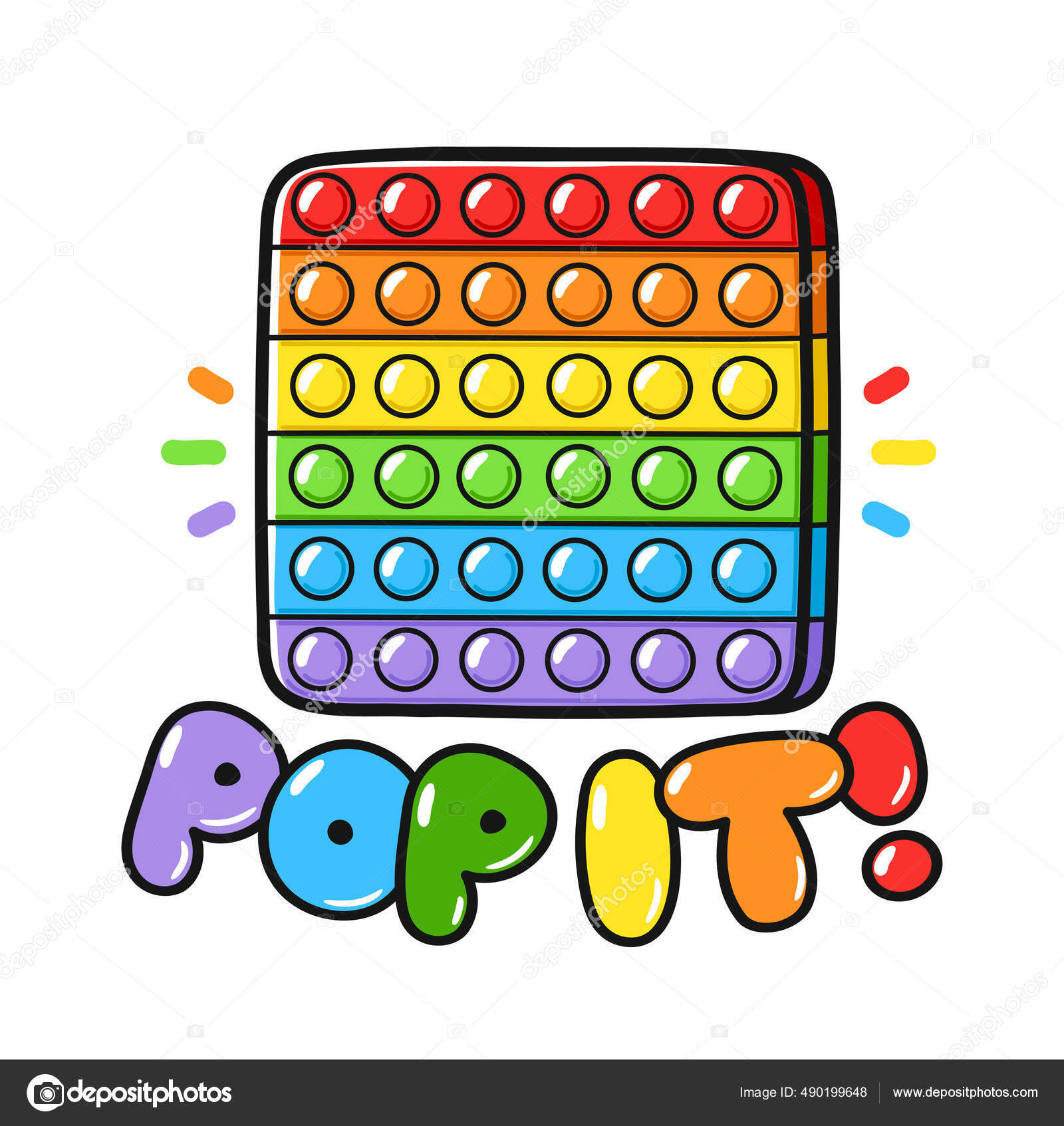 Cute funny Pop it fidget sensory toy. Vector hand drawn cartoon kawaii ...