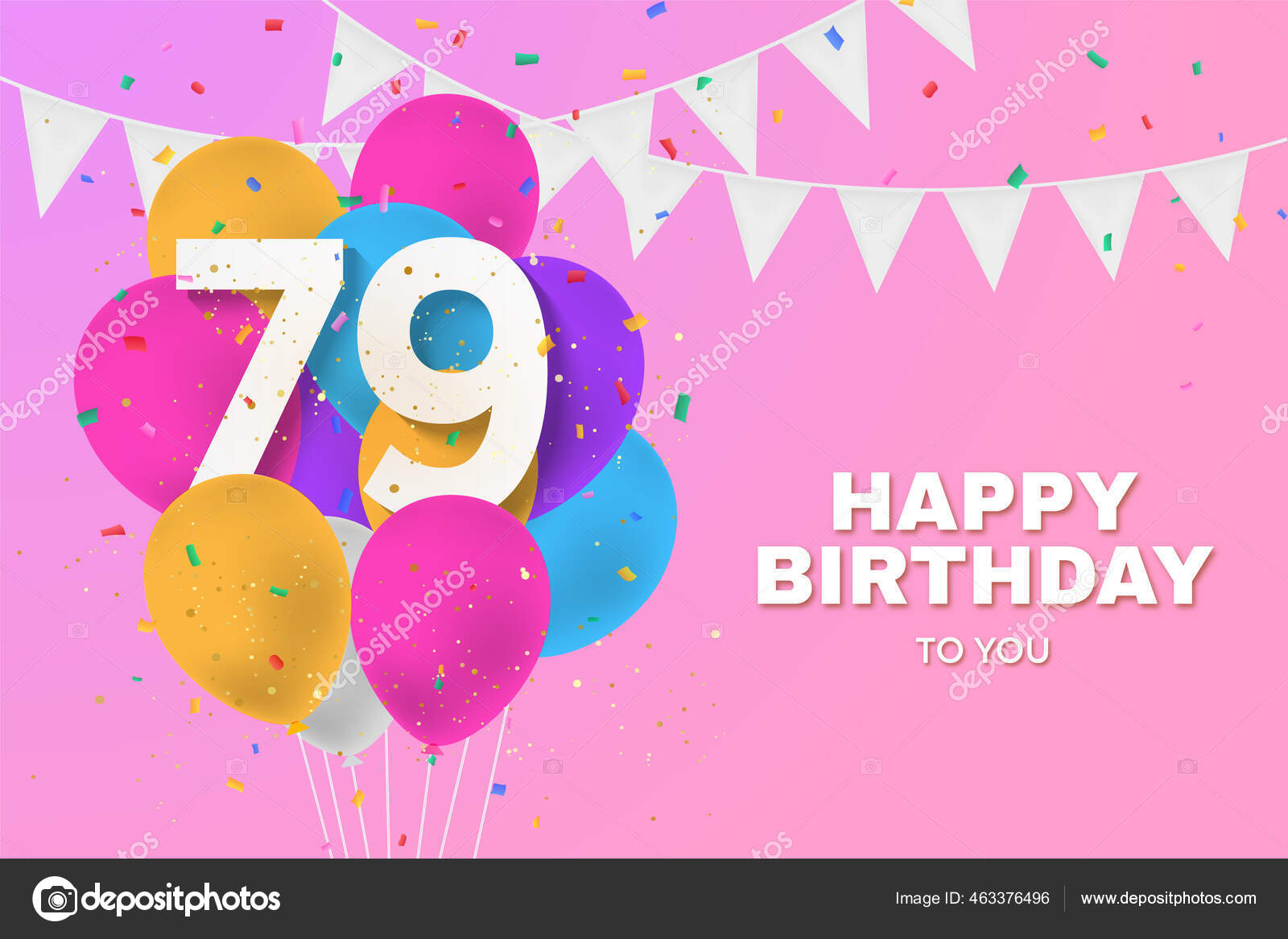 Happy 79Th Birthday Balloons Greeting Card Background Years Anniversary ...