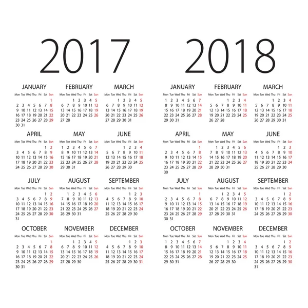 Takvim 2017 2018 Vector Art Stock Images | Depositphotos