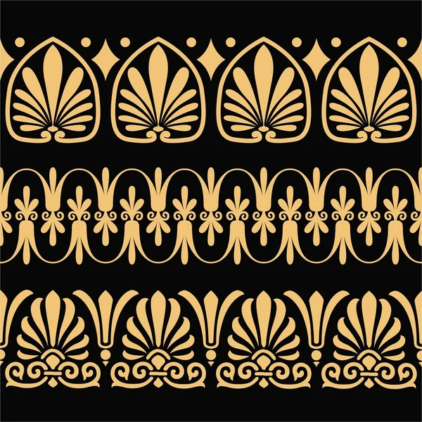 Greek seamless patterns, textures, black on a gray background. Isolated ...