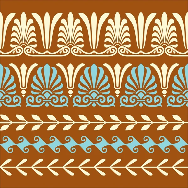 Greek seamless patterns, textures, black on a gray background. Isolated ...