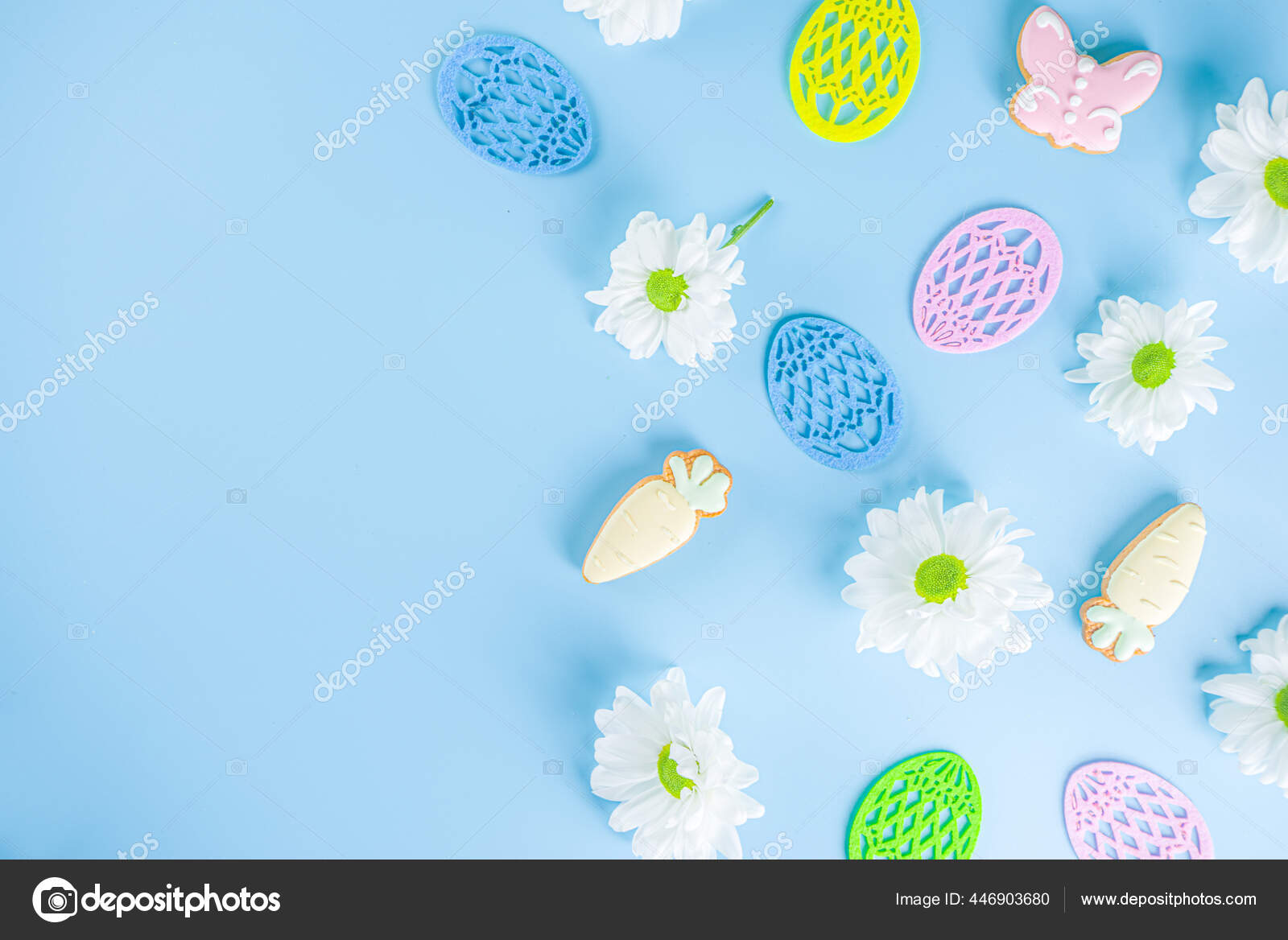 Easter Poster Background Easter Eggs Nests Light Blue Background ...