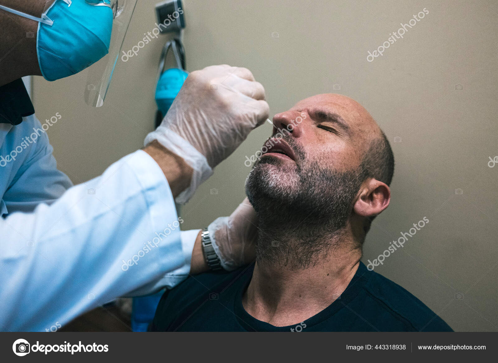 Doctor Performing Nasal Pcr Test Patient Stock Photo by ©karrastock ...