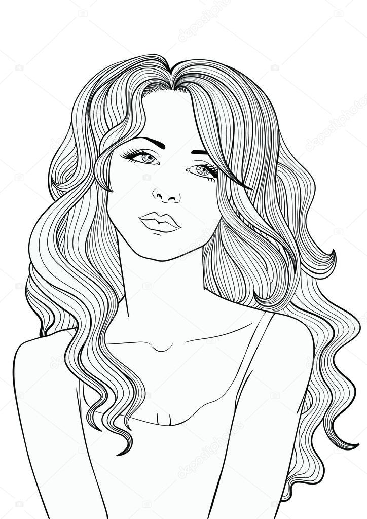 Line Illustration of a Beautiful Girl Stock Vector Image by ©Deebs ...