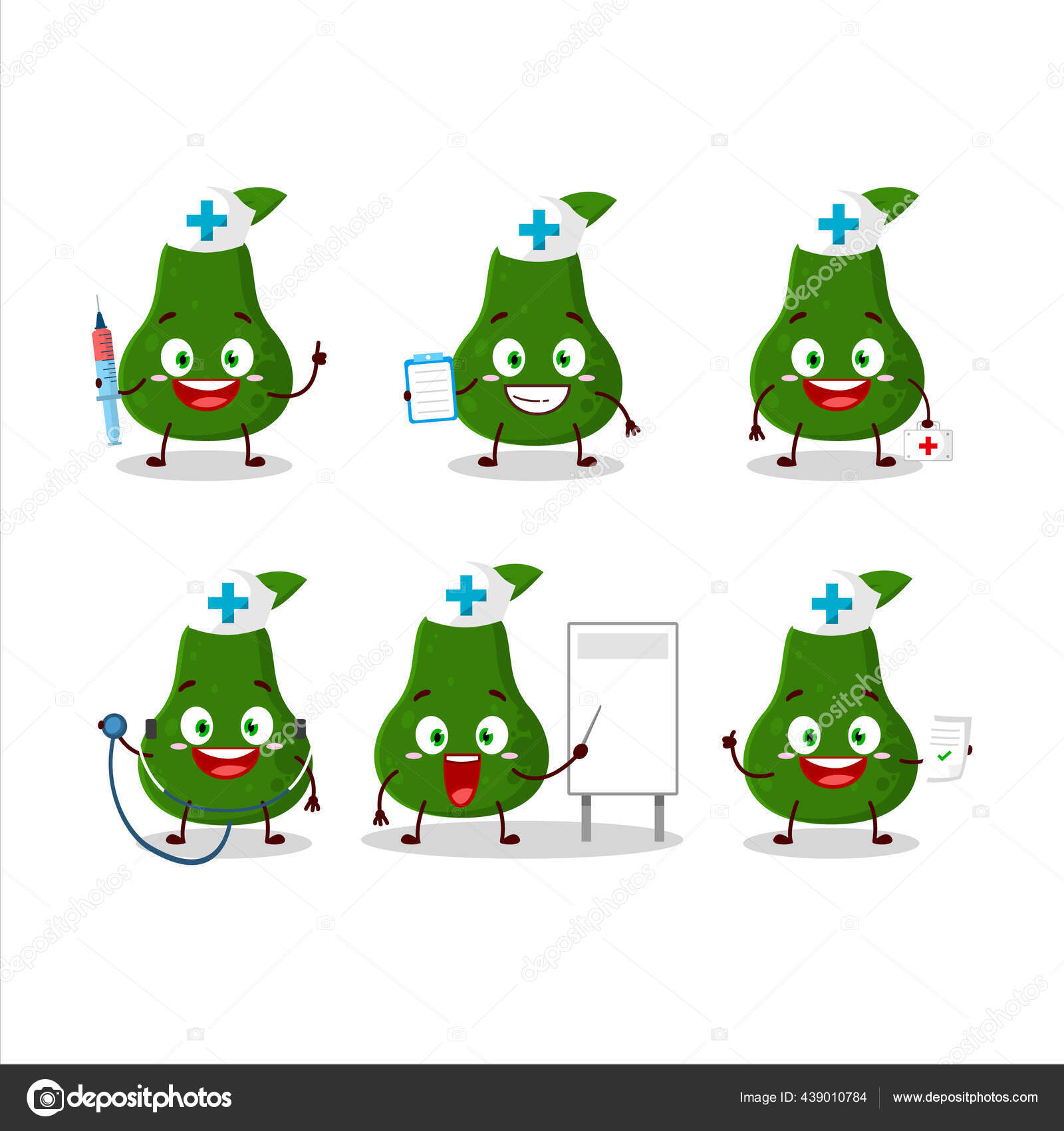Doctor Profession Emoticon Avocado Cartoon Character Vector ...