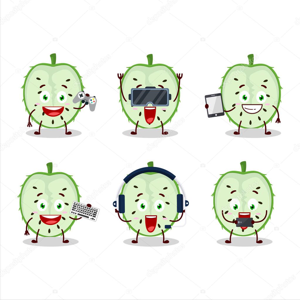 Rebanada de personaje de dibujos animados soursop están jugando juegos ... Rebanada de personaje de dibujos animados soursop están jugando juegos ...