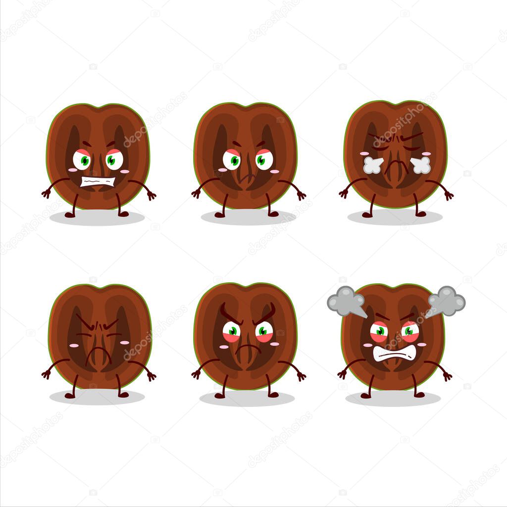 Rebanada de negro personaje de dibujos animados sapote con varias ...