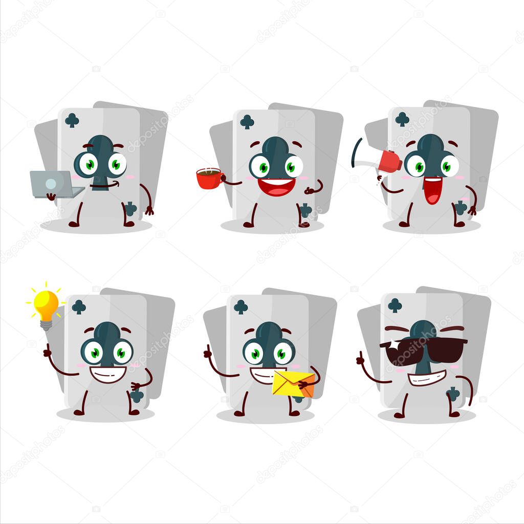 Remi card club cartoon character with various types of business ...