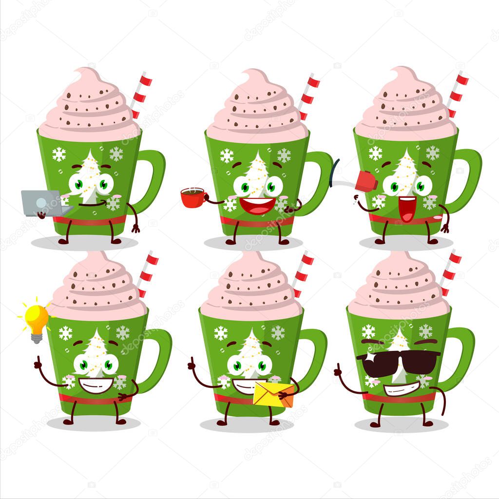 Frappe personaje de dibujos animados fresa con varios tipos de ...