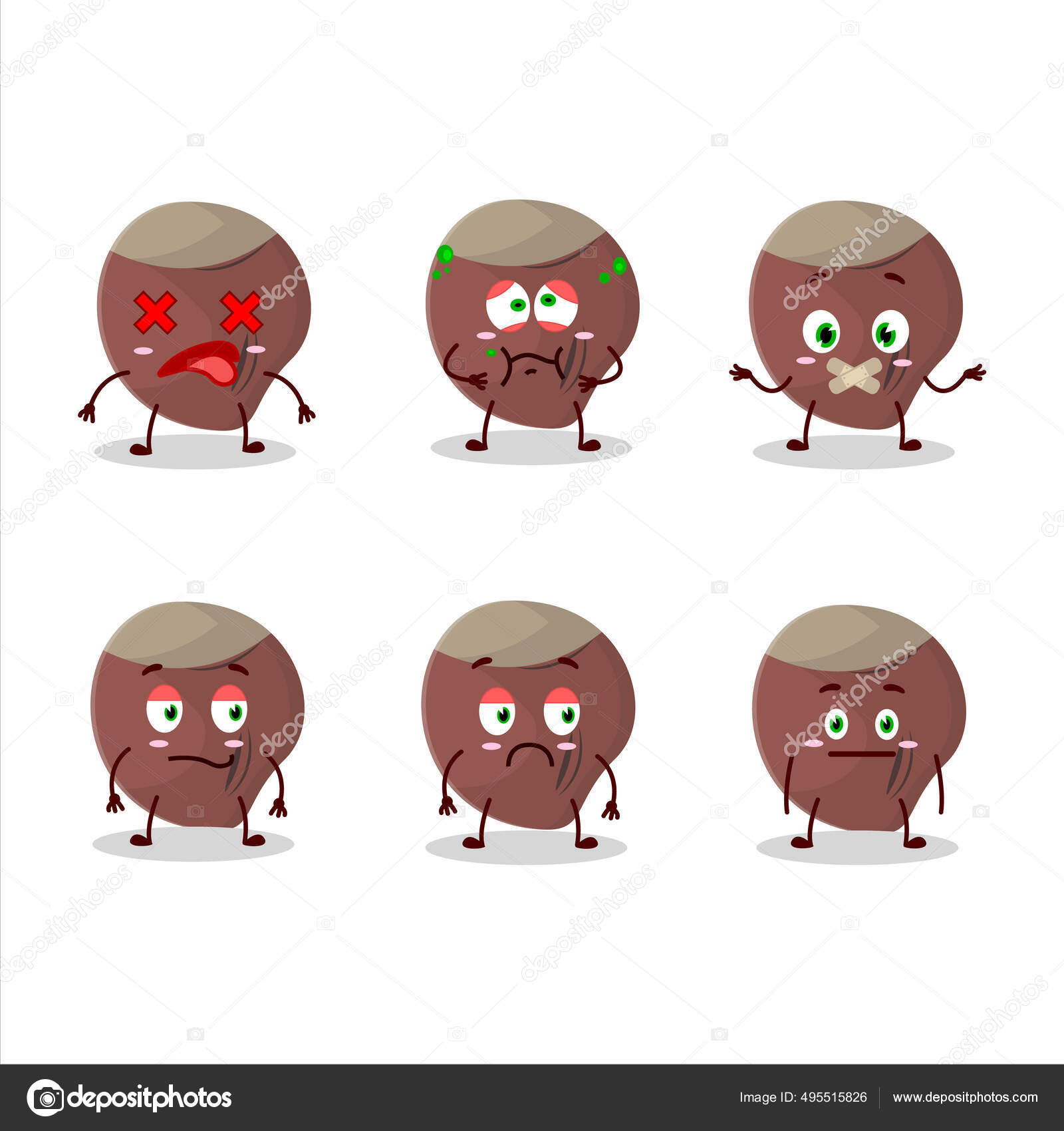 Acorn Cartoon Character Nope Expression Vector Illustration Stock ...