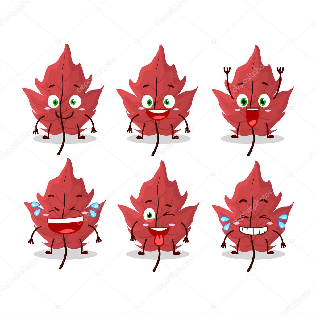 Personaje de dibujos animados de hoja roja de otoño con expresión de ...