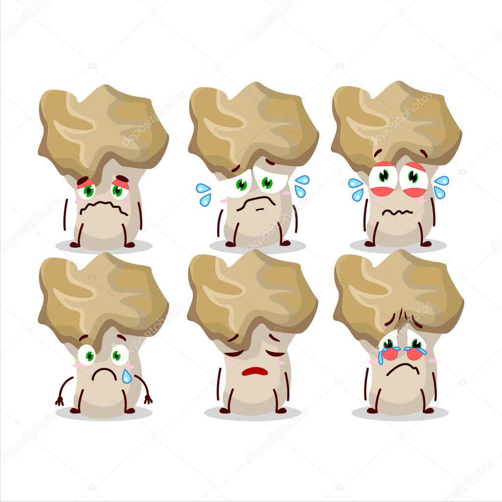 Hedgehog personaje de dibujos animados hongo con expresión triste ...