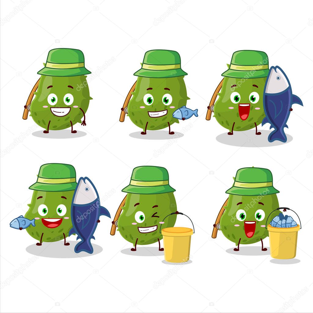 Una imagen de dibujos animados enfermedad del virus pescador coger un ...